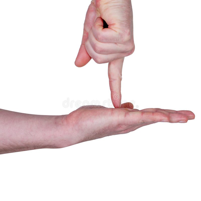 Finger Touching Palm of Other Hand Stock Photo - Image of feeling ...