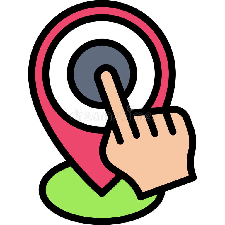Finger Touching a Pin Icon, Location Map and Navigation Vector Stock ...