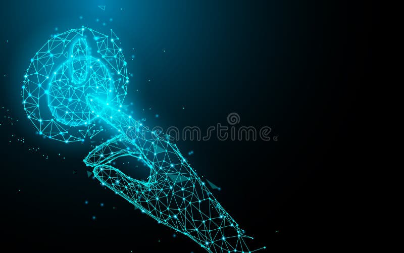 Finger Touching Power Button from Lines, Triangles and Particle Style ...