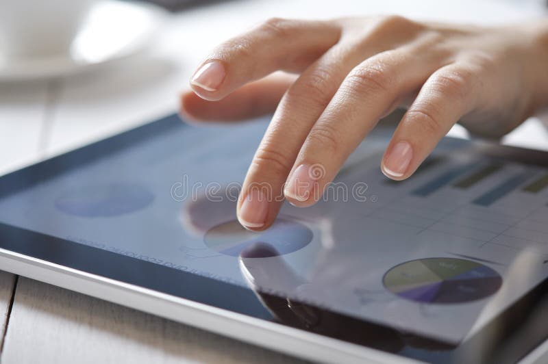 Finger Touching Screen on Touchpad Stock Image - Image of digital ...