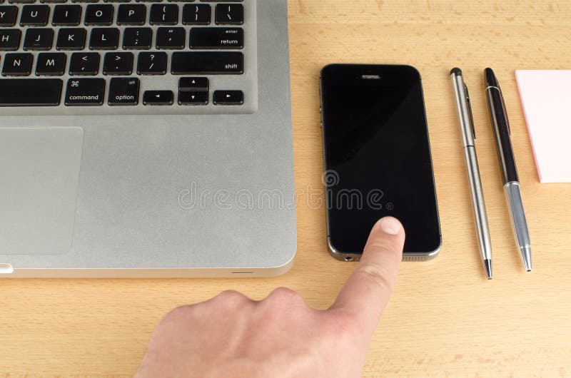 Finger touching smartphone stock image. Image of touch - 84930035