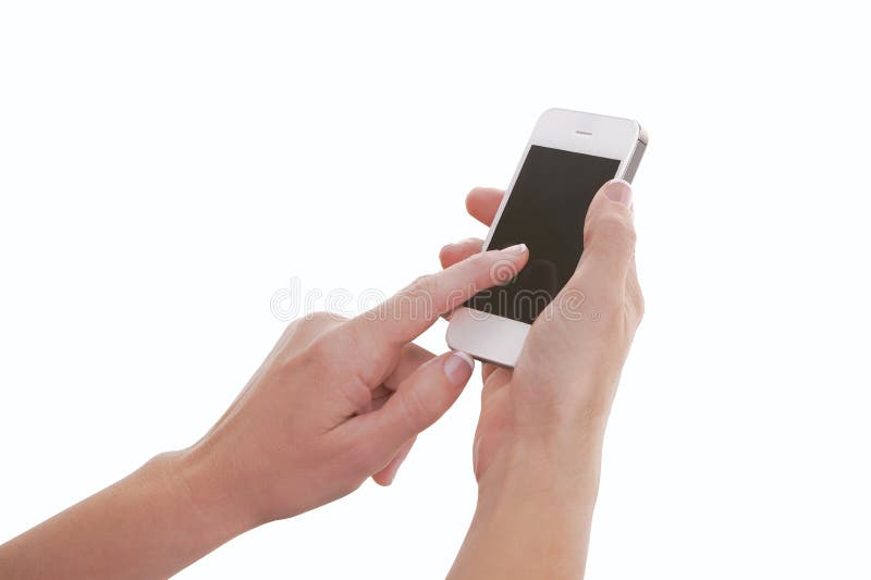 Finger touching smartphone stock photo. Image of human - 31642362