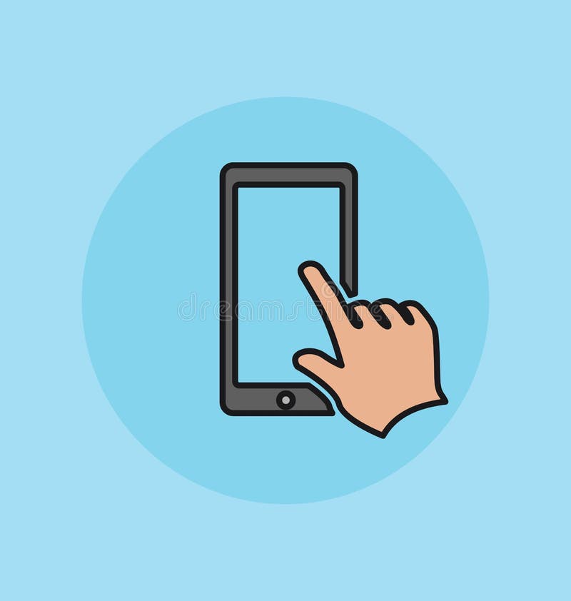 Finger Touching Smartphone Screen. Stock Vector - Illustration of ...