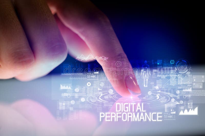 Finger Touching Tablet with Web Technology Icons Concept Stock Image - Image of cloud, data ...