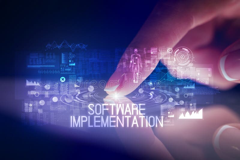 Finger Touching Tablet with Web Technology Icons Concept Stock Photo - Image of internet ...