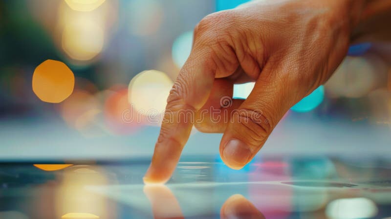 A Finger Touching a Touch Screen on an Electronic Device, AI Stock ...