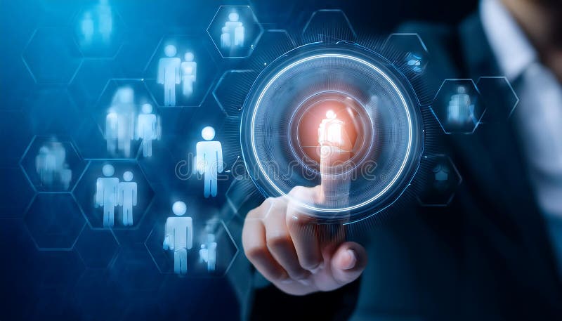 Finger Touching Transparent Screen with Digital Interface. Interface ...