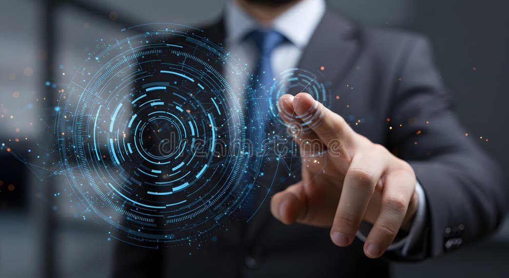 Finger Touching Transparent Technology Interface Stock Illustration ...