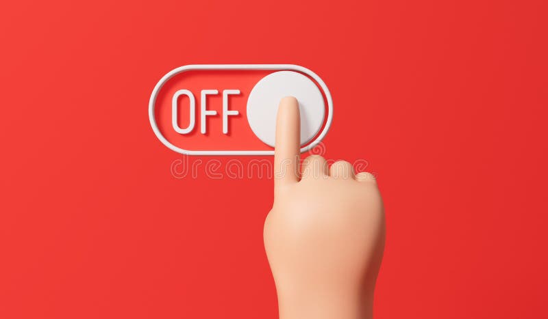 A Finger Turning Off a Toggle Switch Button. 3d Rendering Stock ...