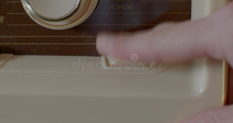 Finger Turns Tuning Wheel Old Device. he Sensitively Looking Quality ...