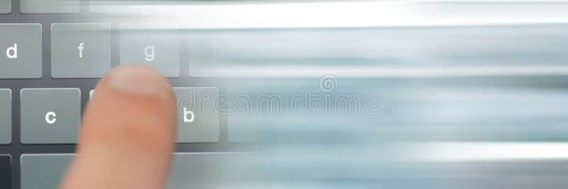 Finger Typing on Keyboard with Blurry Grey Transition Stock Photo ...