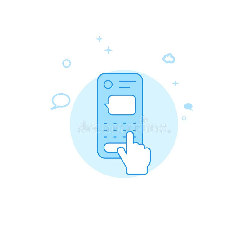 Finger Typing a Text Message on Smartphone Flat Vector Illustration ...