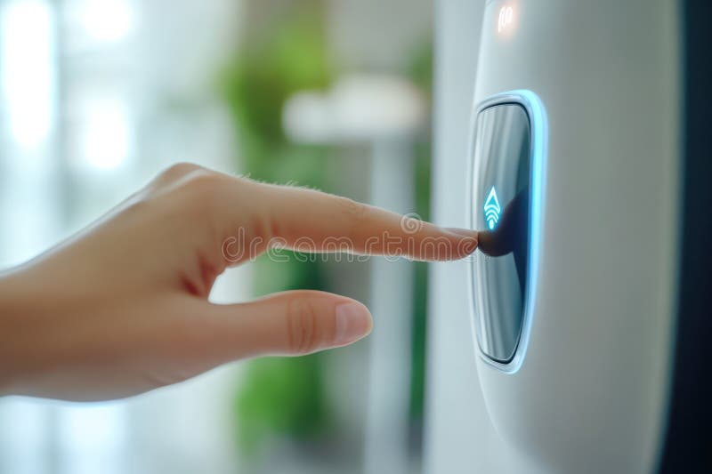 Finger Using Biometric Scanner for Secure Access Stock Photo - Image of ...