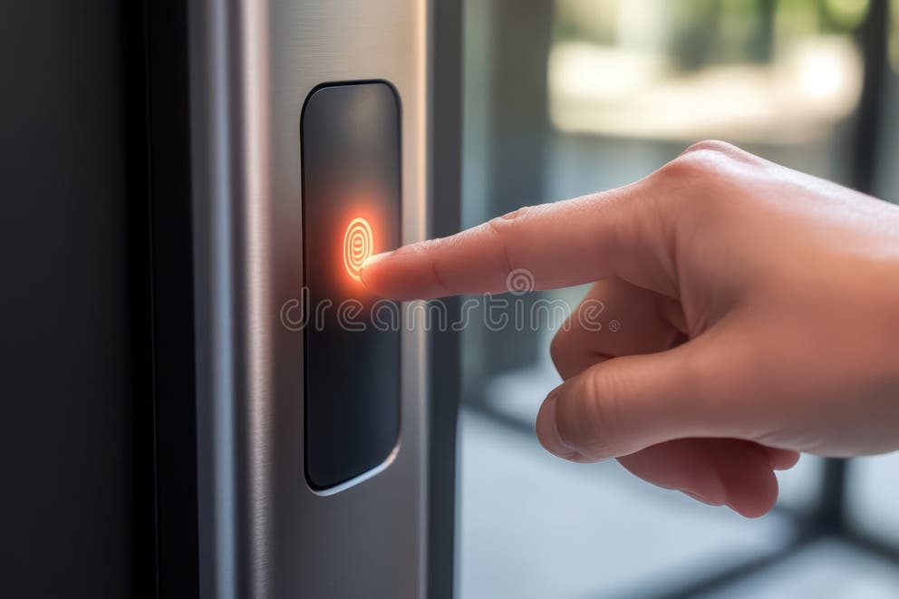 Finger Using Biometric Scanner for Secure Access Stock Image - Image of ...