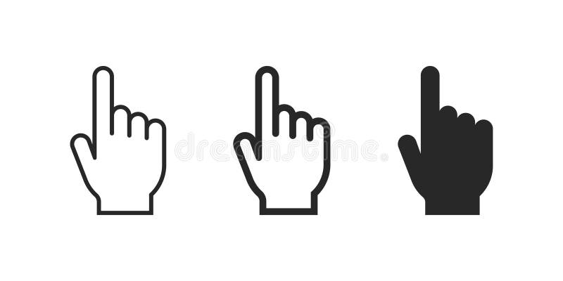 Finger Vector Icon. Hand Mouse Cursor Icon Set. Computer Pointer Sign ...