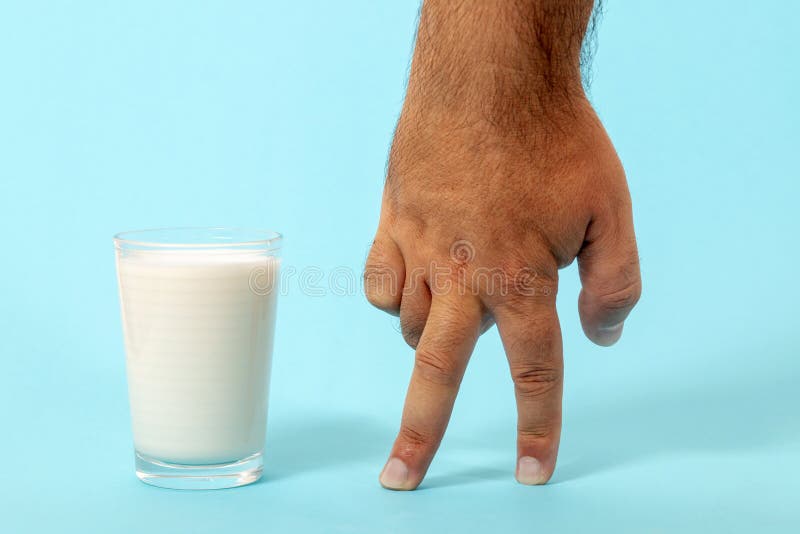 Finger Walking To Glass of Milk Stock Image - Image of freshness, drink ...