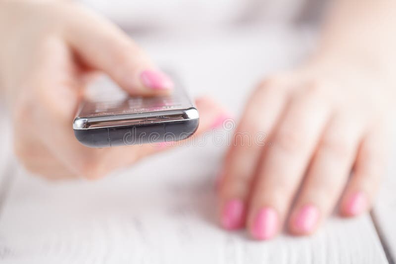 Finger Will Push Ok Button on Remote Control Over White Background ...