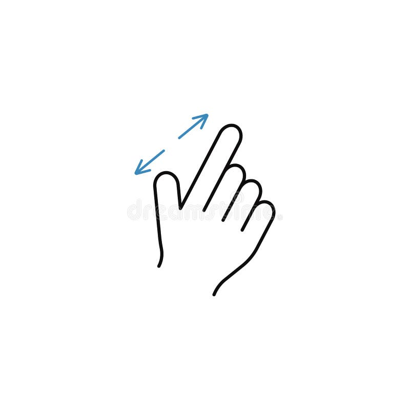 Two Finger Zoom Out Line and Glyph Icon, Gesture and Click, Hand Sign ...