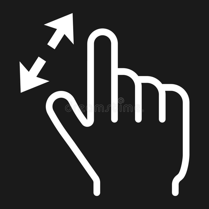 2 Finger Zoom Out Line Icon, Touch and Gesture Stock Vector ...