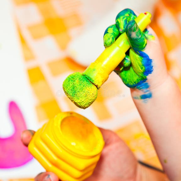 Fingerpaint stock image. Image of brush, childhood, paint - 16372655