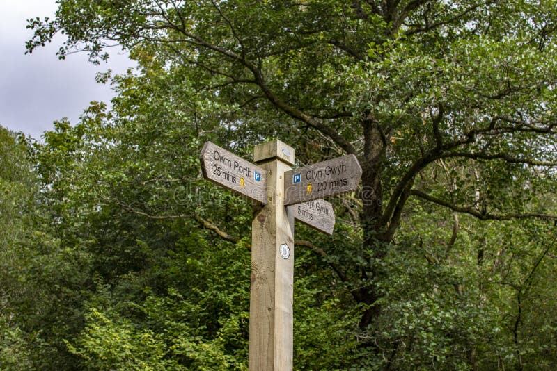A Fingerpost Footpath Sign on the Four Falls Walk in the Brecon Beacons ...