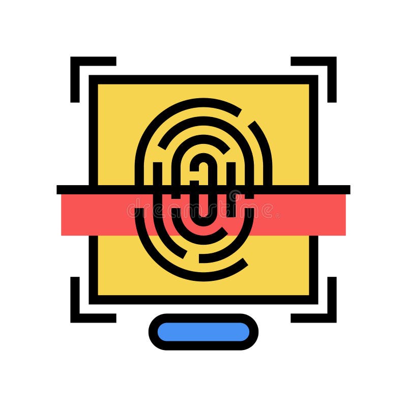 Fingerprint Access Color Icon Vector Illustration Sign Stock ...