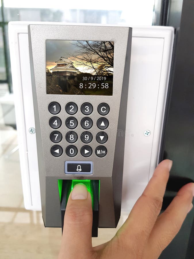 Fingerprint and Access Control in a Office Building Stock Image - Image ...