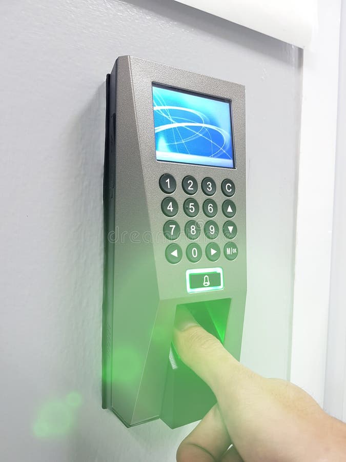 Fingerprint and Access Control in a Office Building Stock Image - Image ...