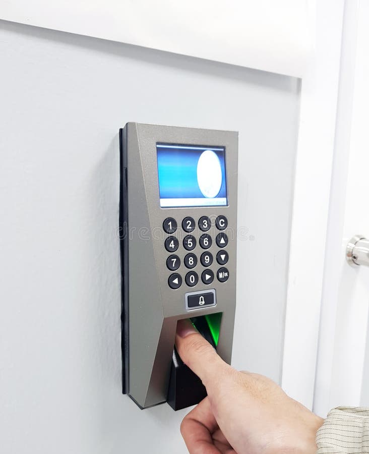 Fingerprint and Access Control in a Office Building Stock Photo - Image ...