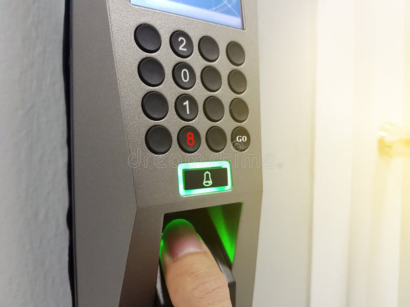 Fingerprint and Access Control in a Office Building Stock Image - Image ...