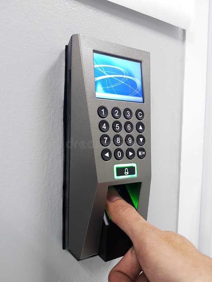 Fingerprint and Access Control in a Office Building Stock Photo - Image ...