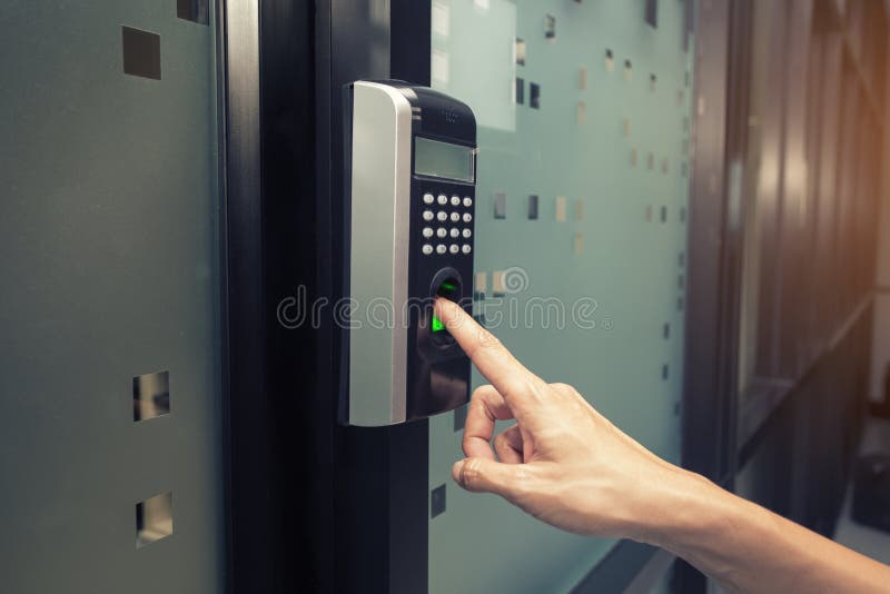 Fingerprint and Access Control in a Office Building Stock Image - Image ...