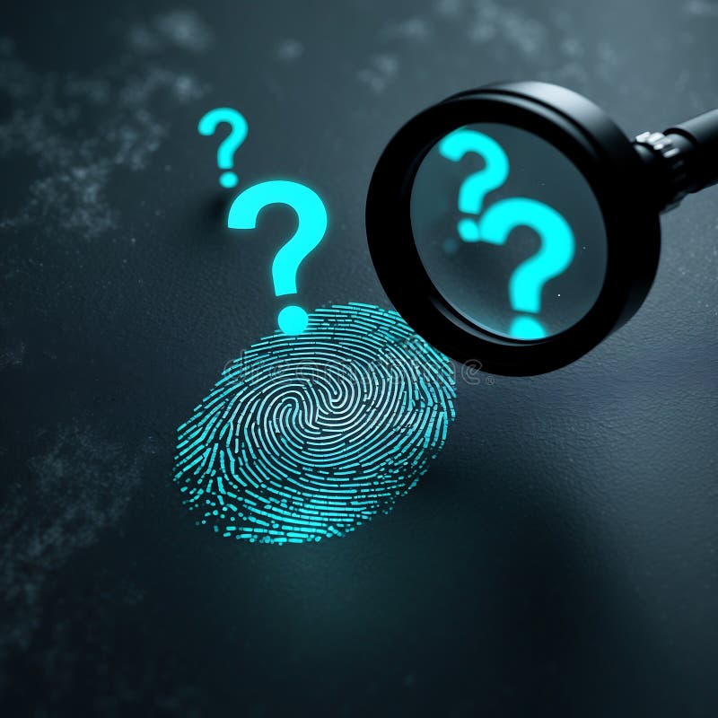 Fingerprint Analysis and Question Marks Stock Illustration ...