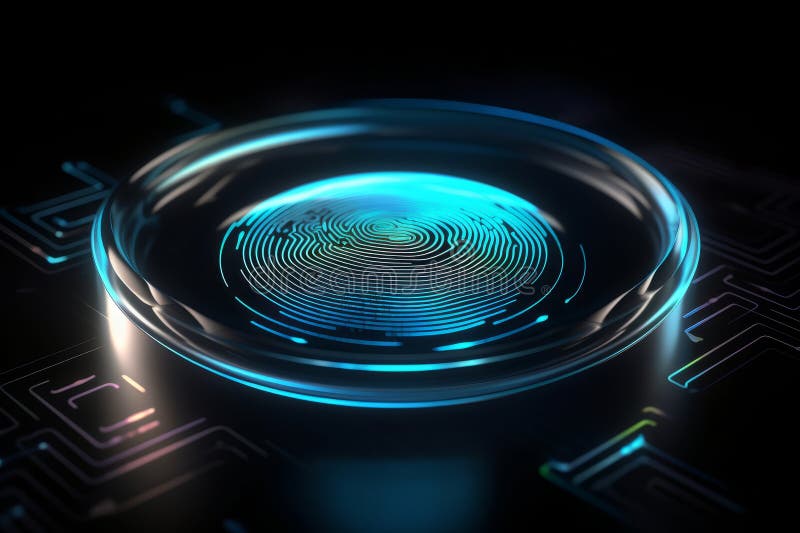 Fingerprint Authentication Button Biometric Security Background Stock