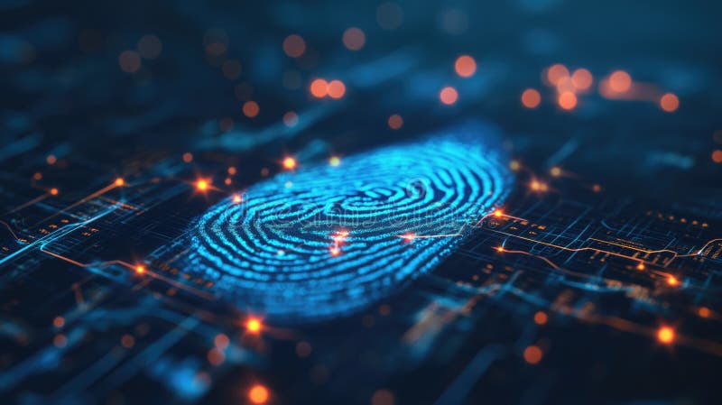 Fingerprint Authentication Button, Glow Stock Illustration ...