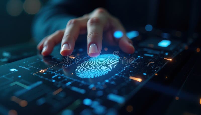 Fingerprint Authentication on Digital Screen Stock Image - Image of ...