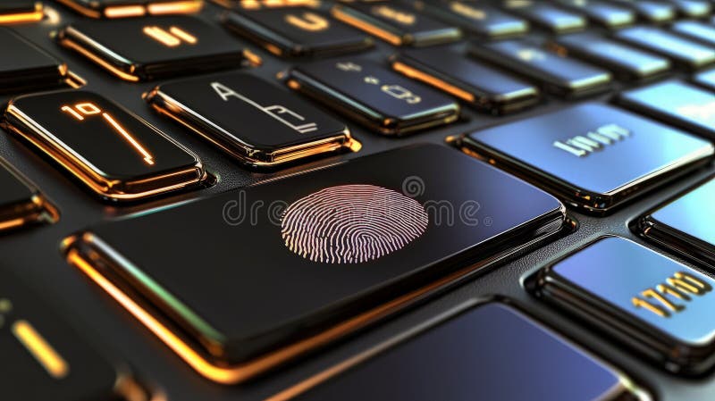 Fingerprint Authentication Key on Black Keyboard Stock Image - Image of ...