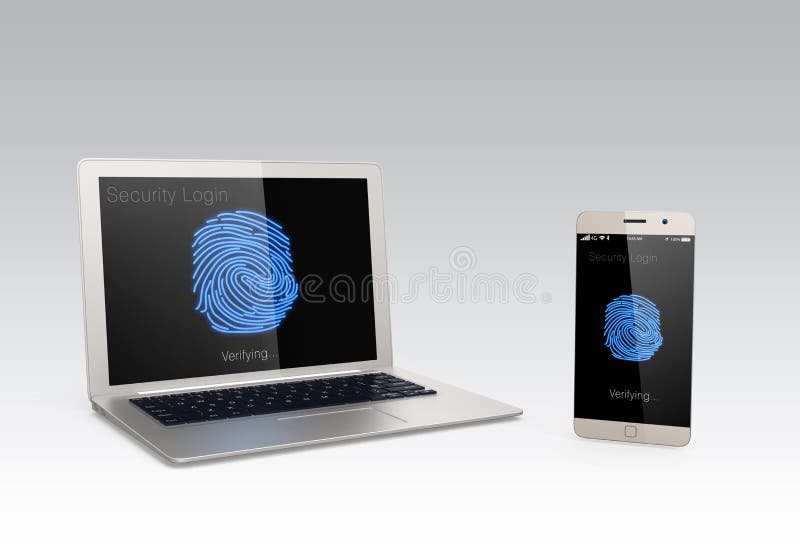Fingerprint Authentication System for Mobile Devices Stock Illustration ...