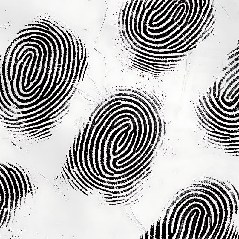 Fingerprint Background, Black Pattern on White Stock Illustration ...