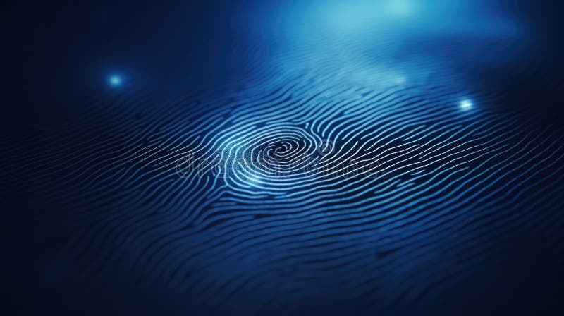 Fingerprint Background with Blue Light, AI Stock Illustration ...