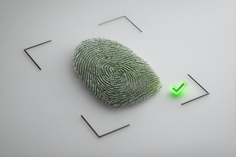Fingerprint Scan Showing Access Granted with Green Check Mark Stock ...