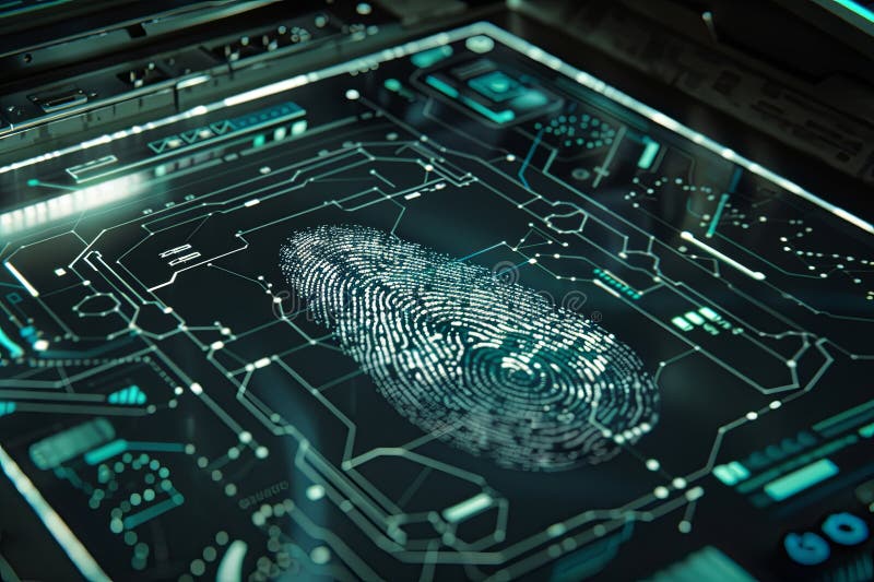 A Fingerprint Being Scanned on Top of a Computer Screen for Biometric ...