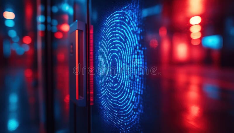 Fingerprint Biometric Access Control in a Modern Building Stock Image ...