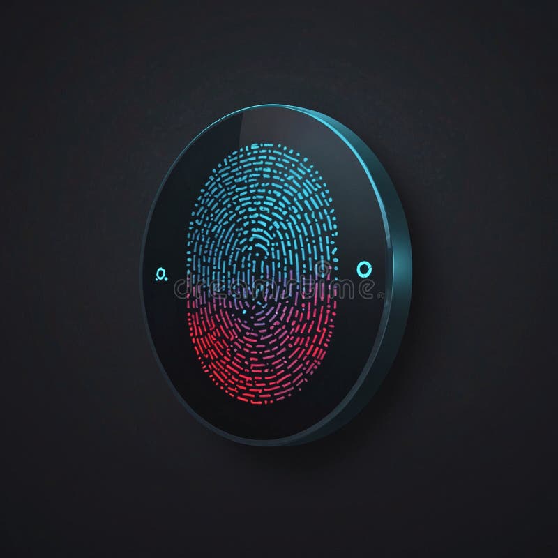 Biometric Authentication Button. Digital Security Concept Stock ...