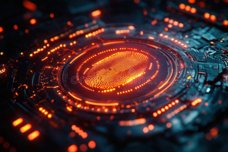 Fingerprint Biometric Authentication Button - Digital Security Concept ...