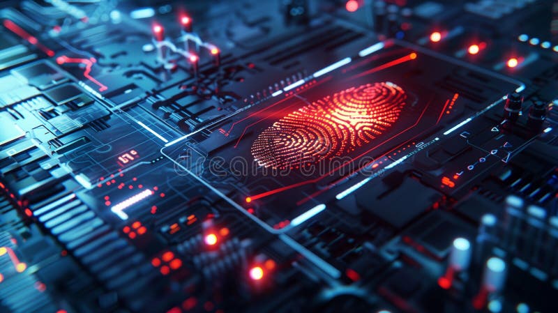Fingerprint Biometric Identity Digital and Gold Key Lock Approval Scan ...