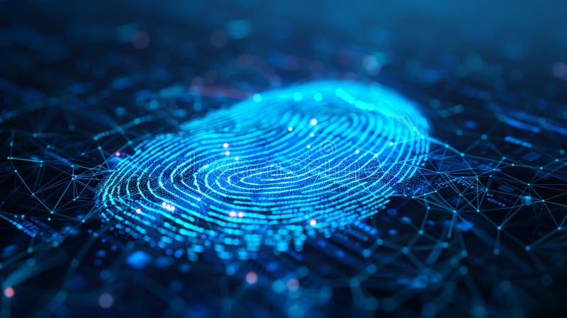 Fingerprint Biometric Identity Digital and Gold Key Lock Approval Scan ...