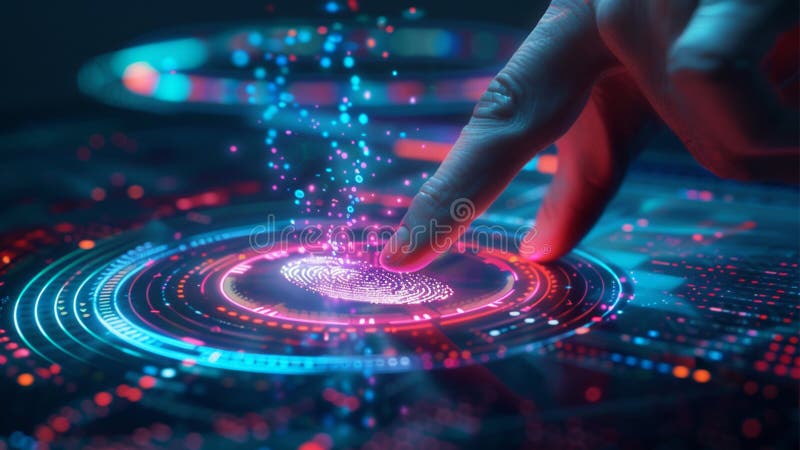 Fingerprint Biometric Security Virtual Digital Hand Encrypted Data ...