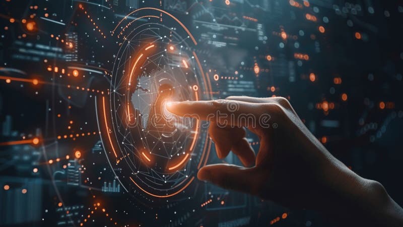 Fingerprint Biometric Security Virtual Digital Hand Encrypted Data ...