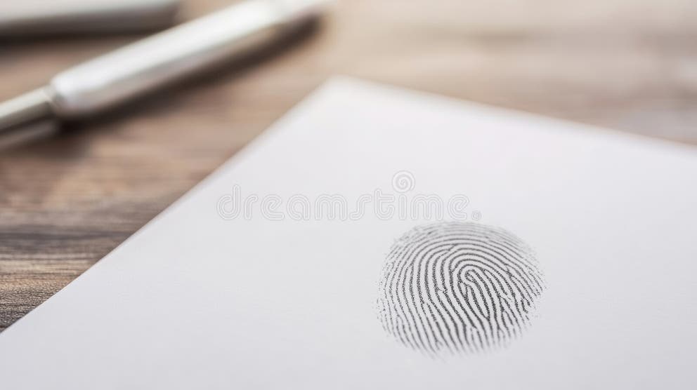 Fingerprint on a Blank Sheet of Paper Signifies Identity Verification ...